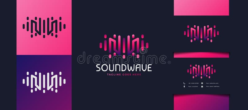 Initial Letter M Logo with Sound Wave Concept in Colorful Gradient ...