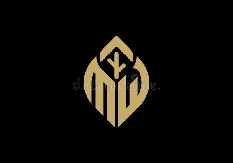 Initial Letter M and W with Abstract Leaf Logo Sign Stock Vector ...