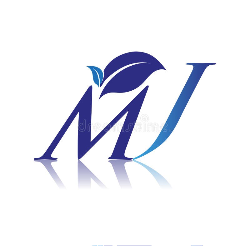 Initial Letter MJ with Leaf Logo, Colored Blue Nature and Environment ...