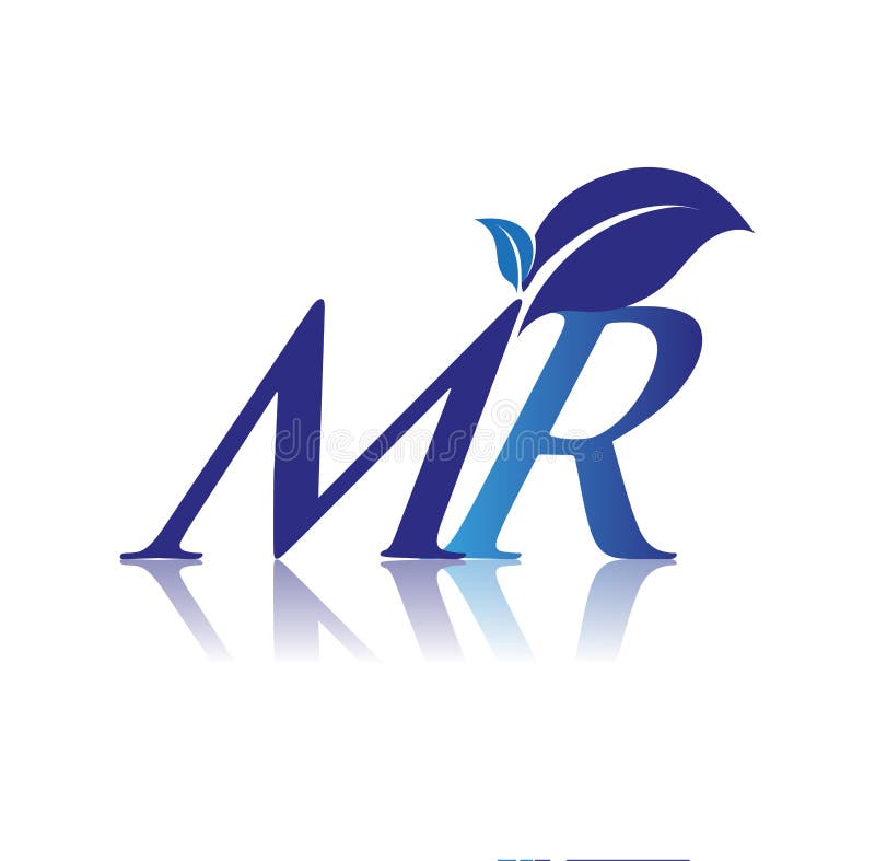 Initial Letter MR with Leaf Logo, Colored Blue Nature and Environment ...