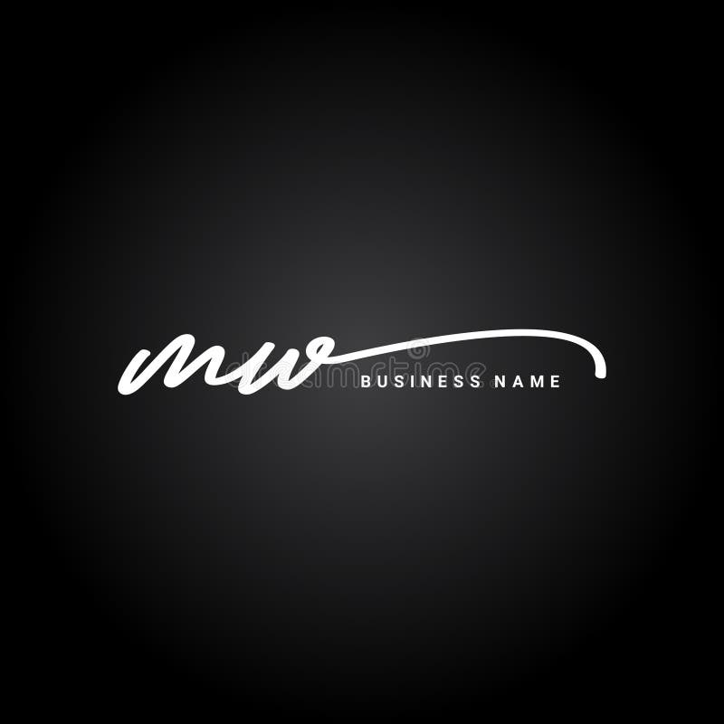 Initial Letter MW Logo - Handwritten Signature Style Logo Stock Vector ...