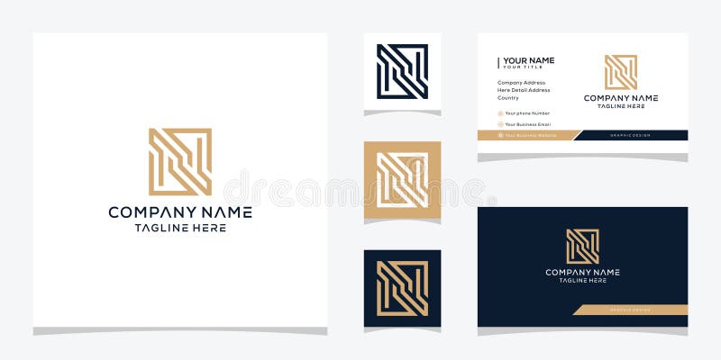 Initial Letter N Line Square Logo Design Vector Graphic Icon Stock ...