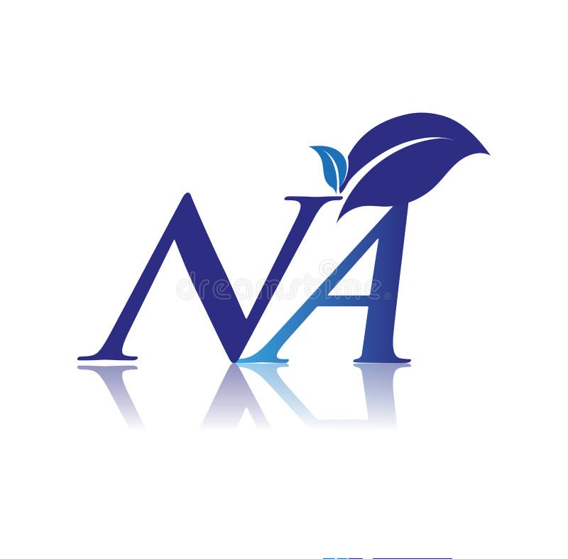Initial Letter NA with Leaf Logo, Colored Blue Nature and Environment ...