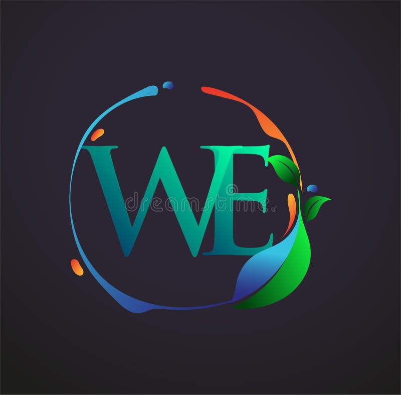 Initial Letter we with Nature Elements Logo, Colorful Nature and ...