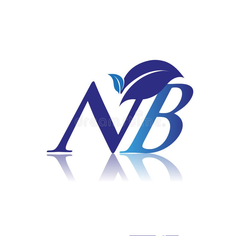 Initial Letter NB with Leaf Logo, Colored Blue Nature and Environment ...