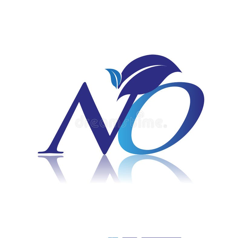 Initial Letter NO with Leaf Logo, Colored Blue Nature and Environment ...