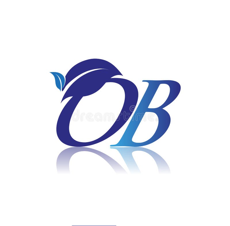 Initial Letter OB with Leaf Logo, Colored Blue Nature and Environment ...