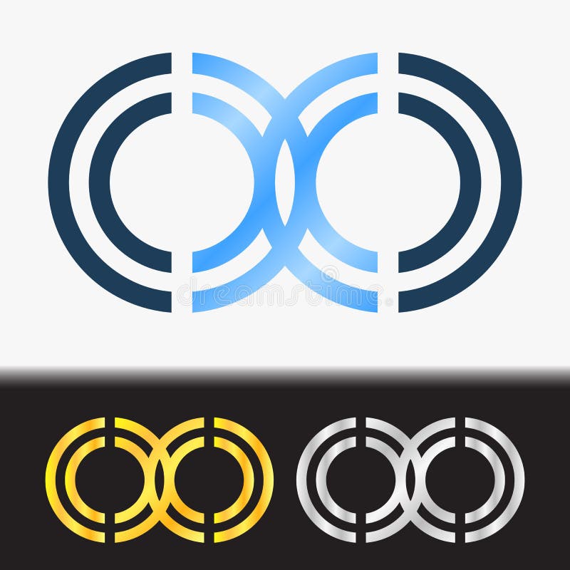 Initial Letter OO Premium Blue Metallic Rotated Lowercase Logo Template ...