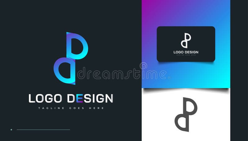 Initial Letter P and D Logo with Linked Concept Design in Blue Modern ...