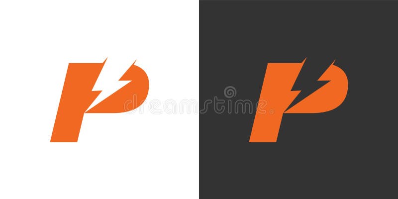Initial Letter P with Lightning Bolt Logo Vector Design Stock Vector ...