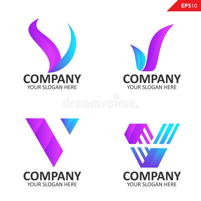 Set of Letter V Logo Icons. Stock Vector - Illustration of business ...