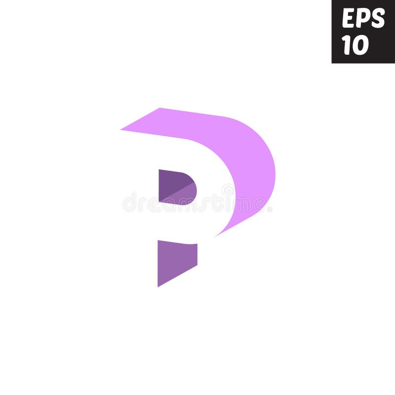 Initial Letter P Lowercase Logo Design Template Block Violet Purple ...
