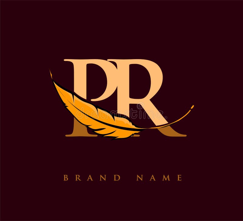 Initial Letter PR Logo with Feather Company Name, Simple and Clean ...