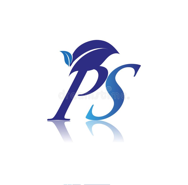 Initial Letter PS with Leaf Logo, Colored Blue Nature and Environment ...
