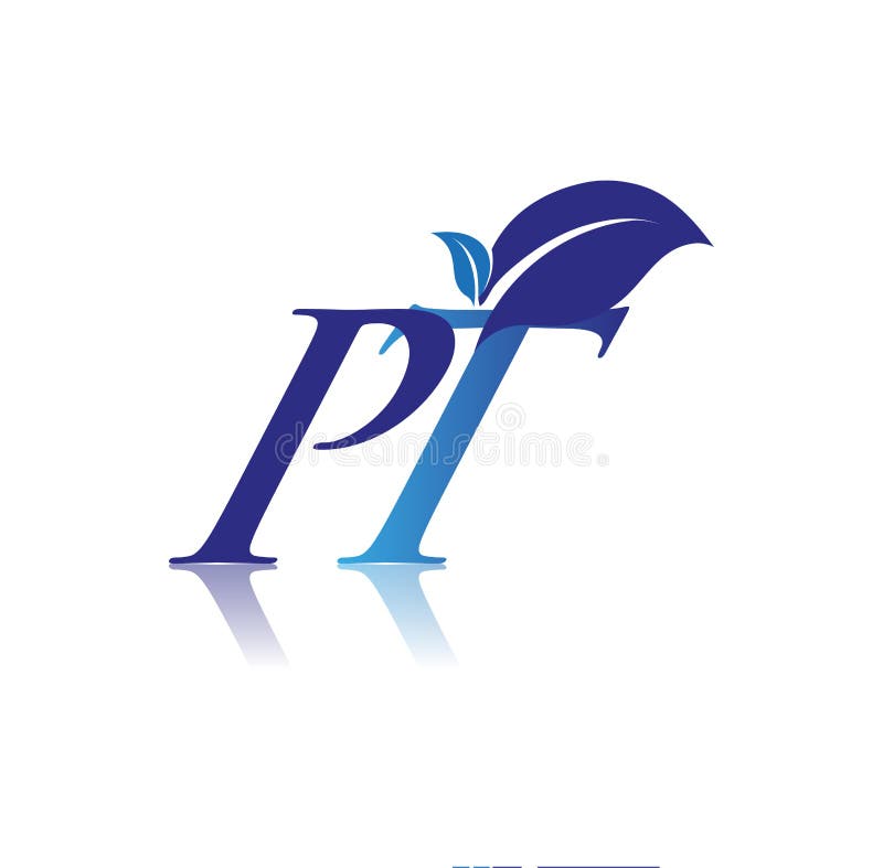 Initial Letter PT with Leaf Logo, Colored Blue Nature and Environment ...