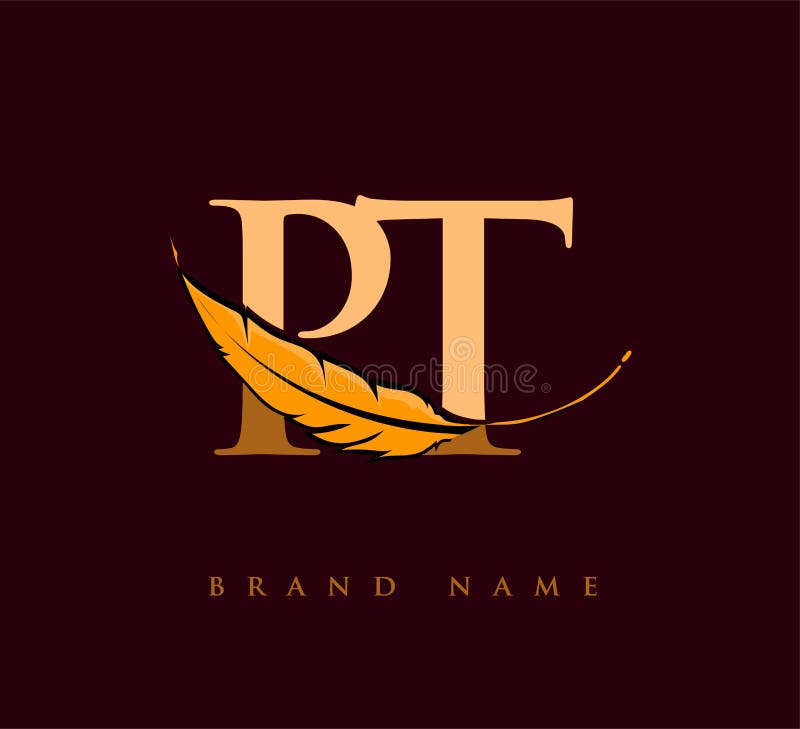 Initial Letter PT Logo with Feather Company Name, Simple and Clean ...