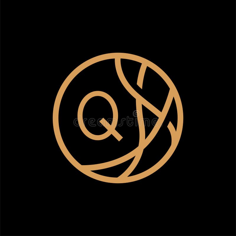 Initial Letter Q Logo Inside Abstract Circle, Line Art Style ...