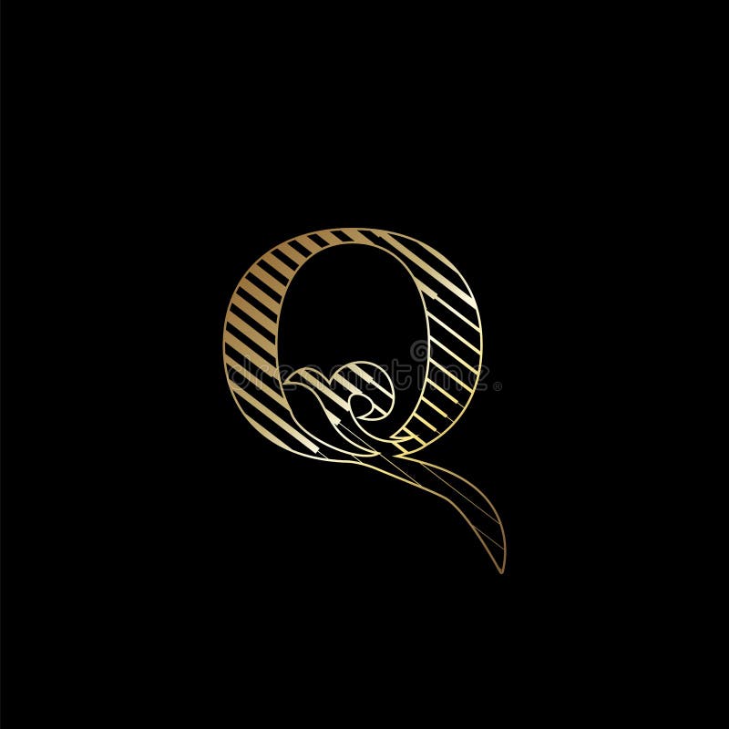 Initial Letter Q Luxury Logo Icon Golden Stripe Line Vector Design ...