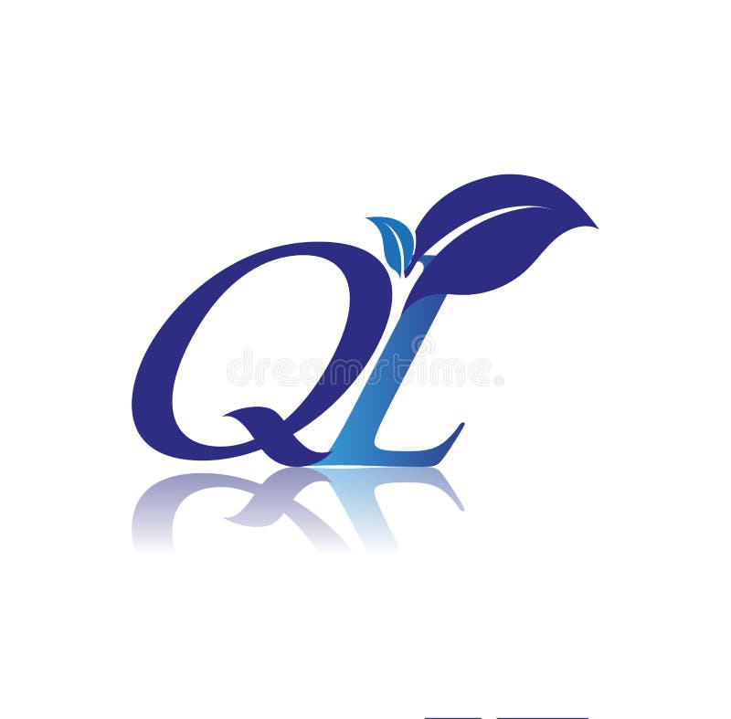 Initial Letter QL with Leaf Logo, Colored Blue Nature and Environment ...