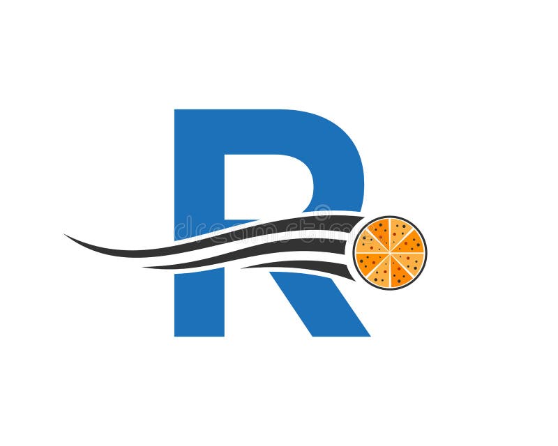 Initial Letter R Cafe Restaurant Logo with Pizza Concept Vector ...