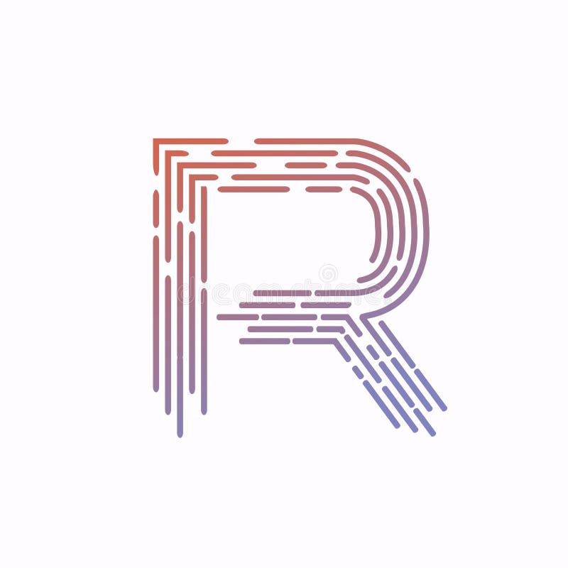 Initial Letter R with Geometric Strips Stock Vector - Illustration of ...