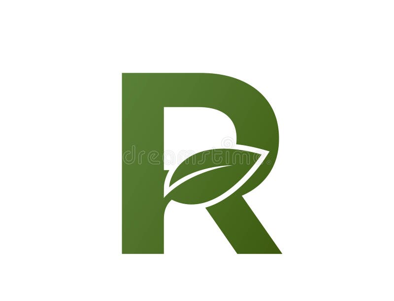 Initial Letter R with Leaf Logo. Alphabet Logotype Design Stock Vector ...