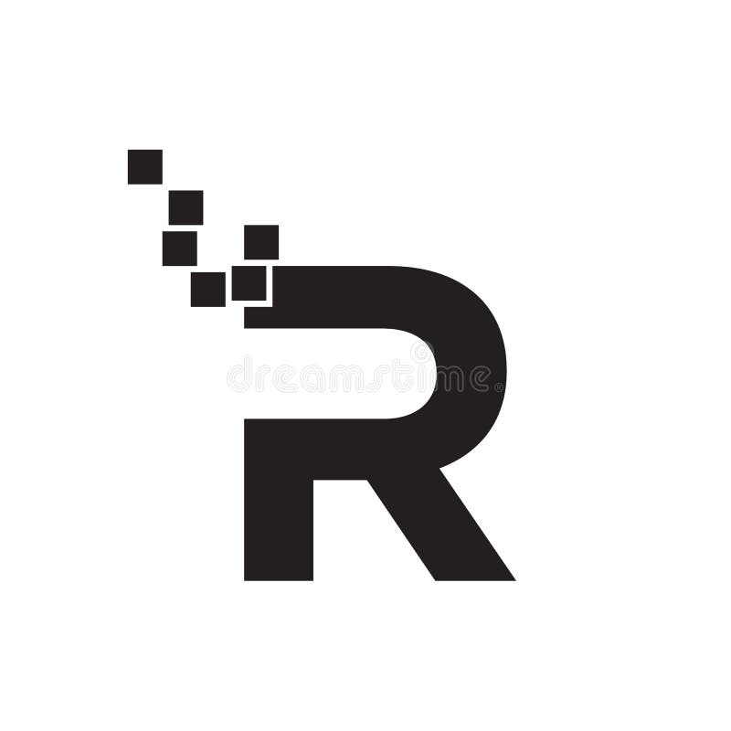 Initial Letter R Logo Pixelated Digital Design Concept Stock Vector ...