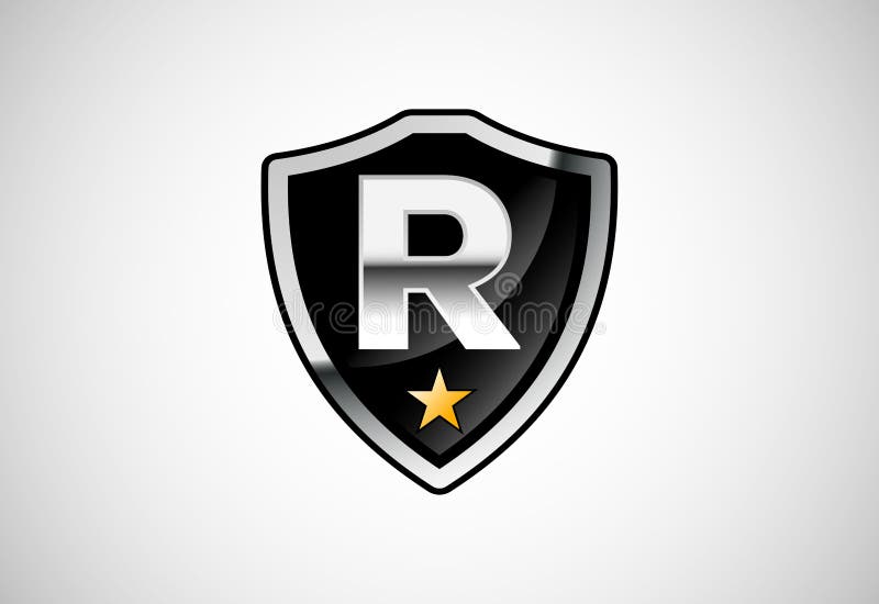 Initial Letter R with Shield Icon Logo Design Vector Illustration ...
