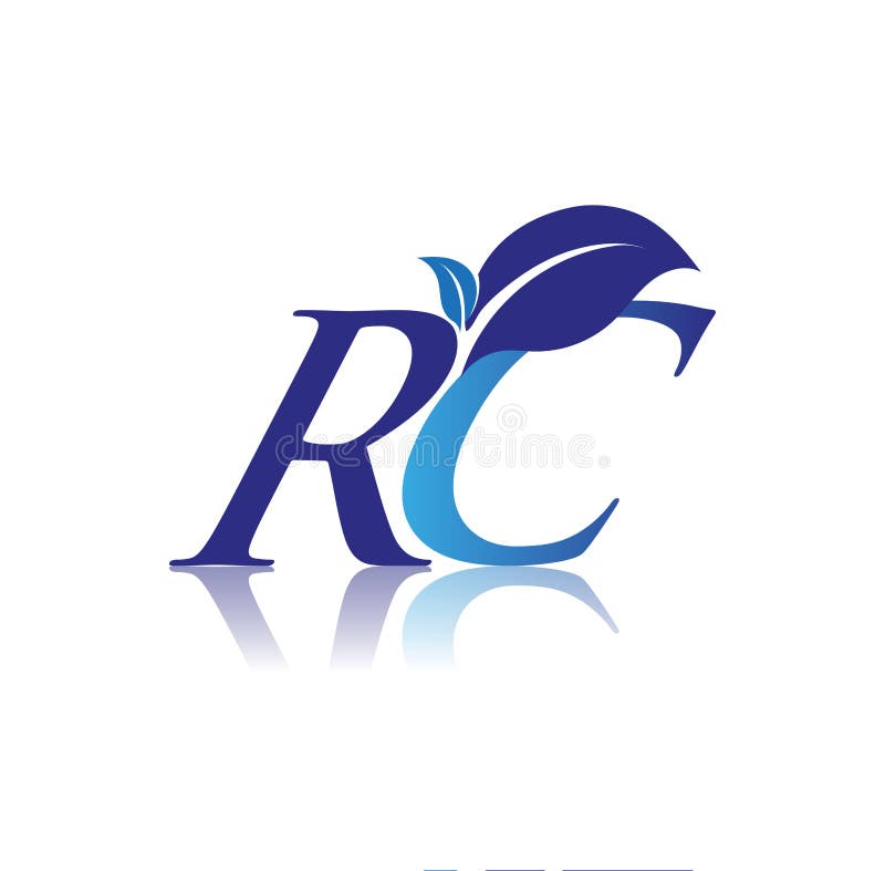 Initial Letter RC with Leaf Logo, Colored Blue Nature and Environment ...