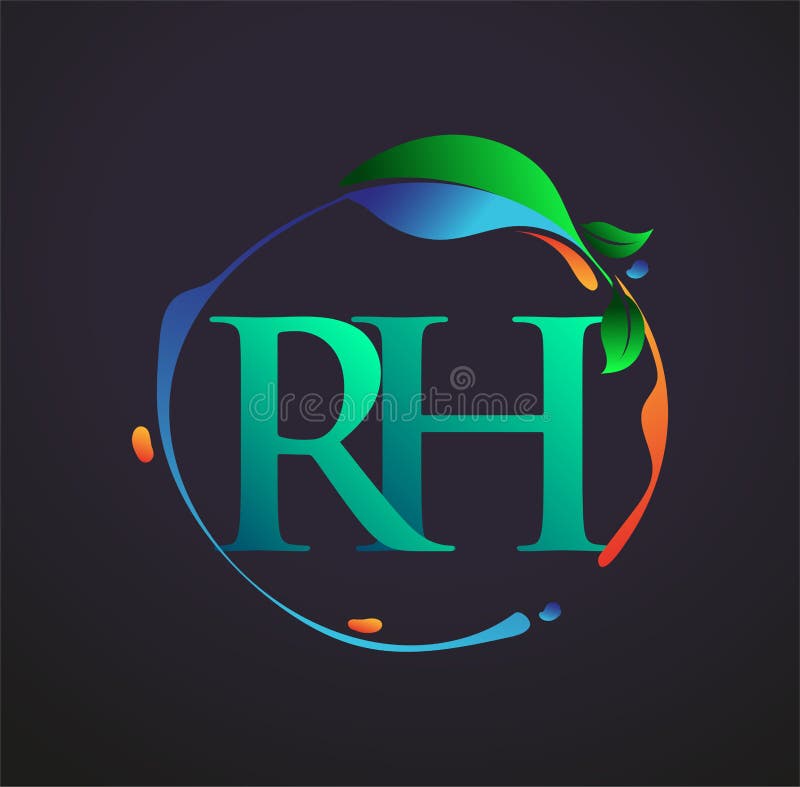 Initial Letter RH with Nature Elements Logo, Colorful Nature and ...