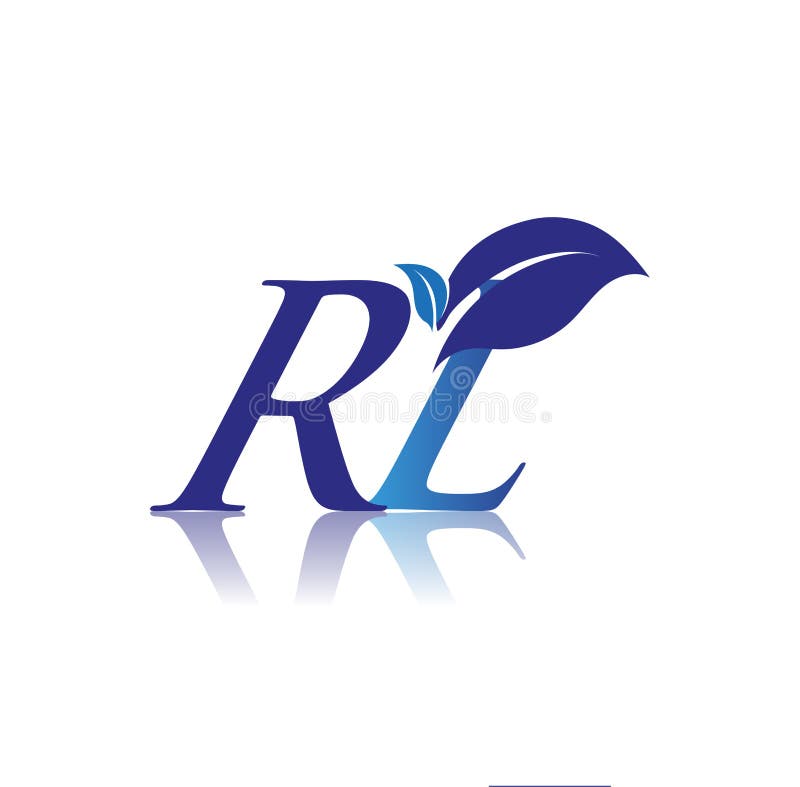 Initial Letter RL with Leaf Logo, Colored Blue Nature and Environment ...