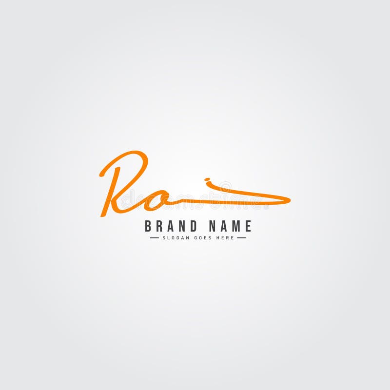 Initial Letter RO Logo - Handwritten Signature Style Logo Stock Vector ...