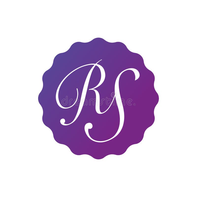 Initial Letter RS in the Purple Gradient Badge, Vector Illustration ...