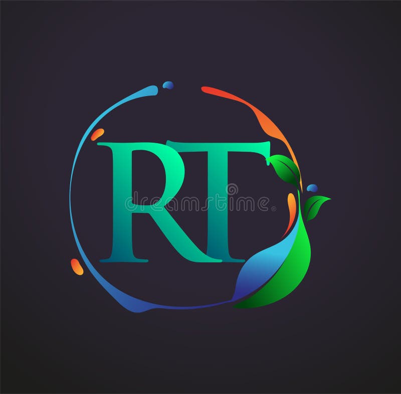 Initial Letter RT with Nature Elements Logo, Colorful Nature and ...