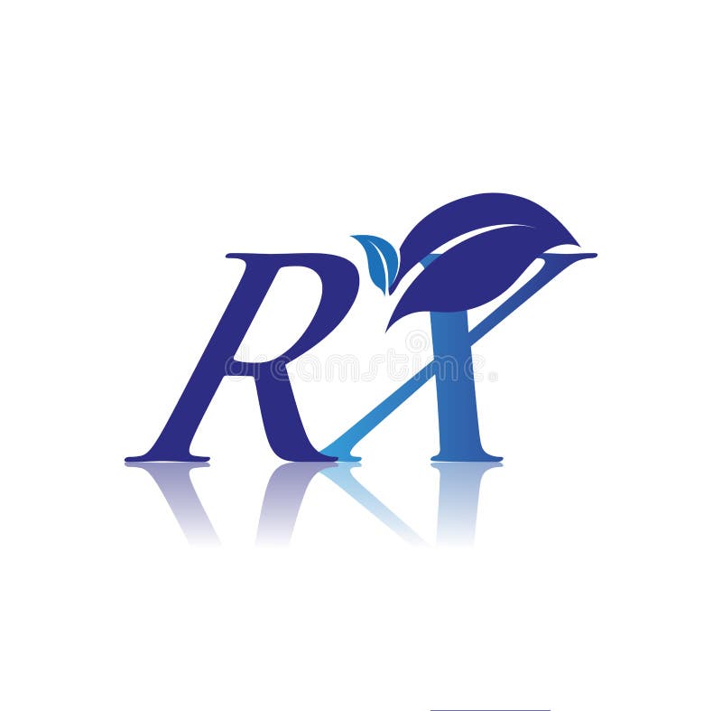 Initial Letter RX with Leaf Logo, Colored Blue Nature and Environment ...