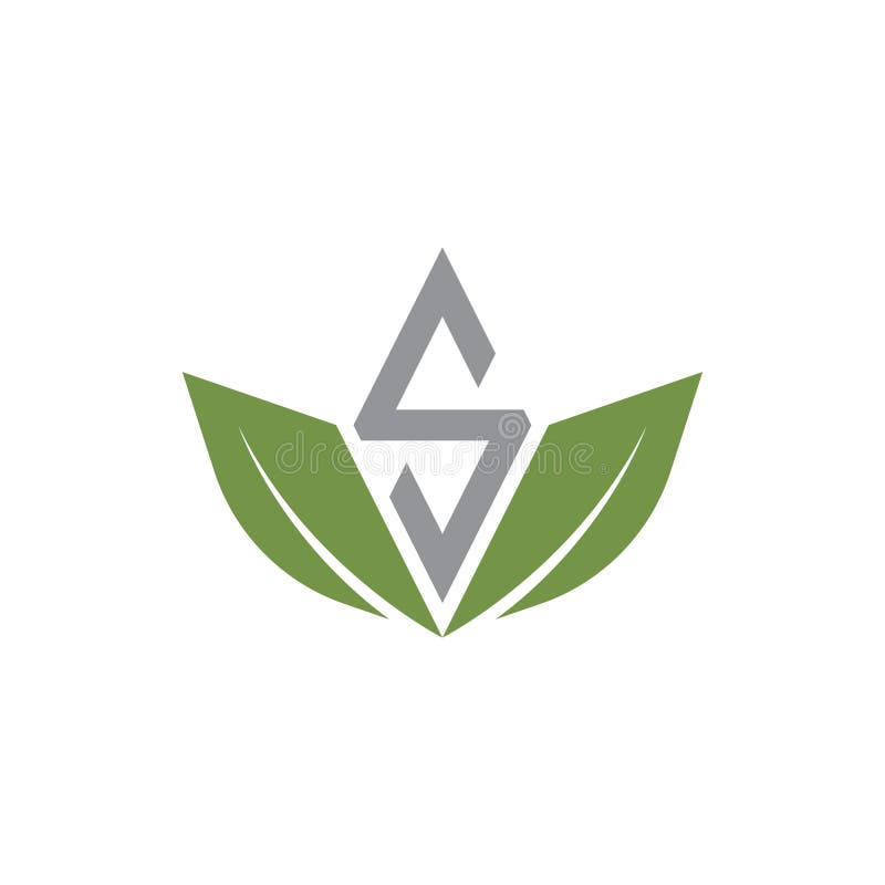Initial Letter S Diamond with Leaf Green Grey Color Stock Vector ...