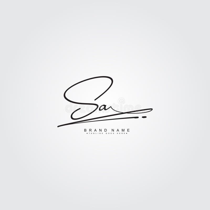 Initial Letter SA Logo - Handwritten Signature Logo Stock Vector ...
