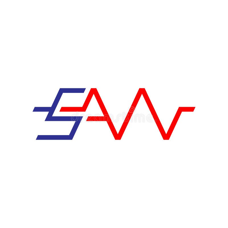 Initial Letter SAW Radio Signal Logo Red Blue Color Stock Illustration ...