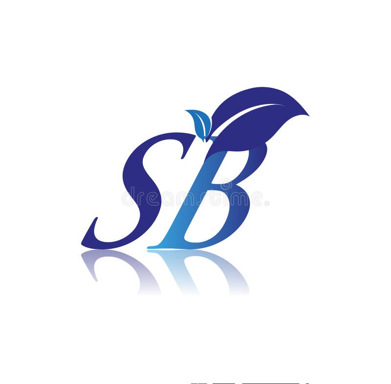 Initial Letter SB with Leaf Logo, Colored Blue Nature and Environment ...