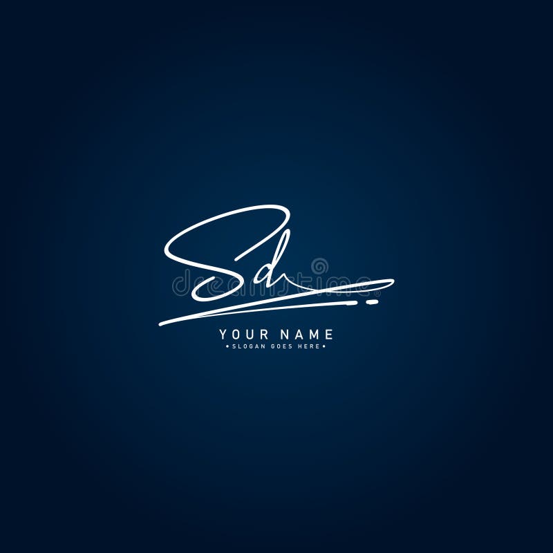Initial Letter SD Logo - Hand Drawn Signature Style Logo Stock Vector ...