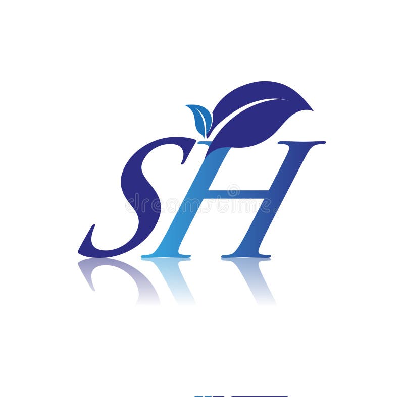 Initial Letter SH with Leaf Logo, Colored Blue Nature and Environment ...