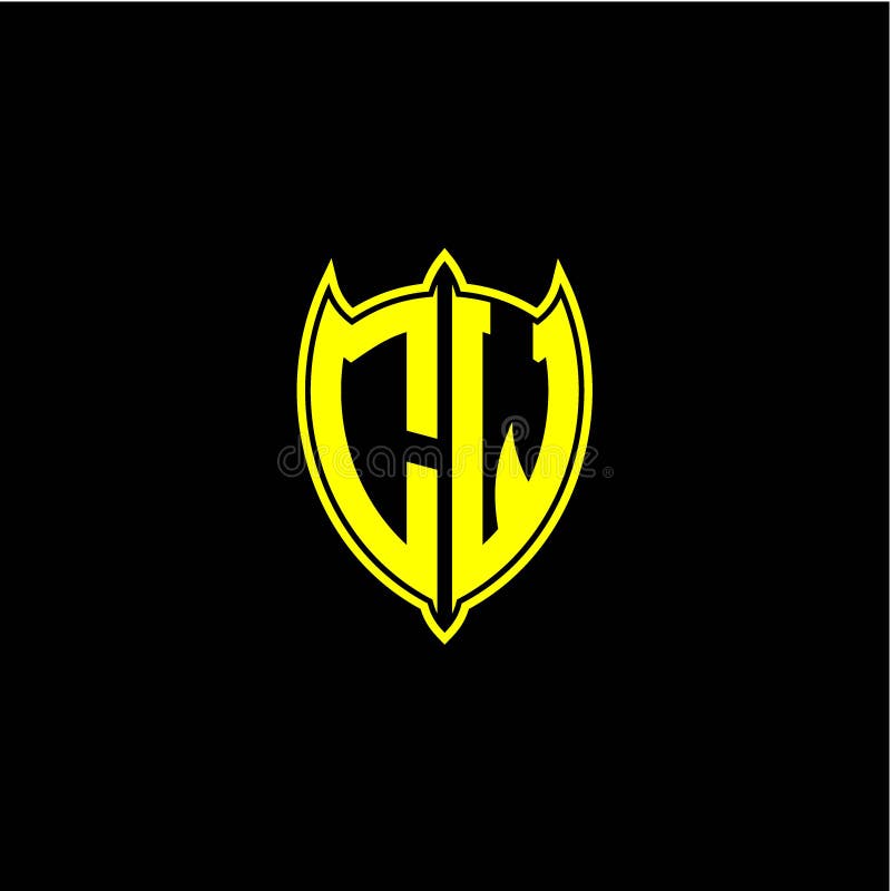 The Initial Letter of the Shield Logo C W is Yellow Stock Vector ...