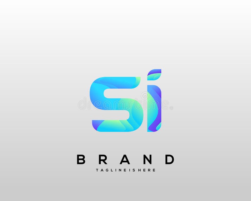 Initial Letter SI Logo with Colorful Circle Background, Letter ...