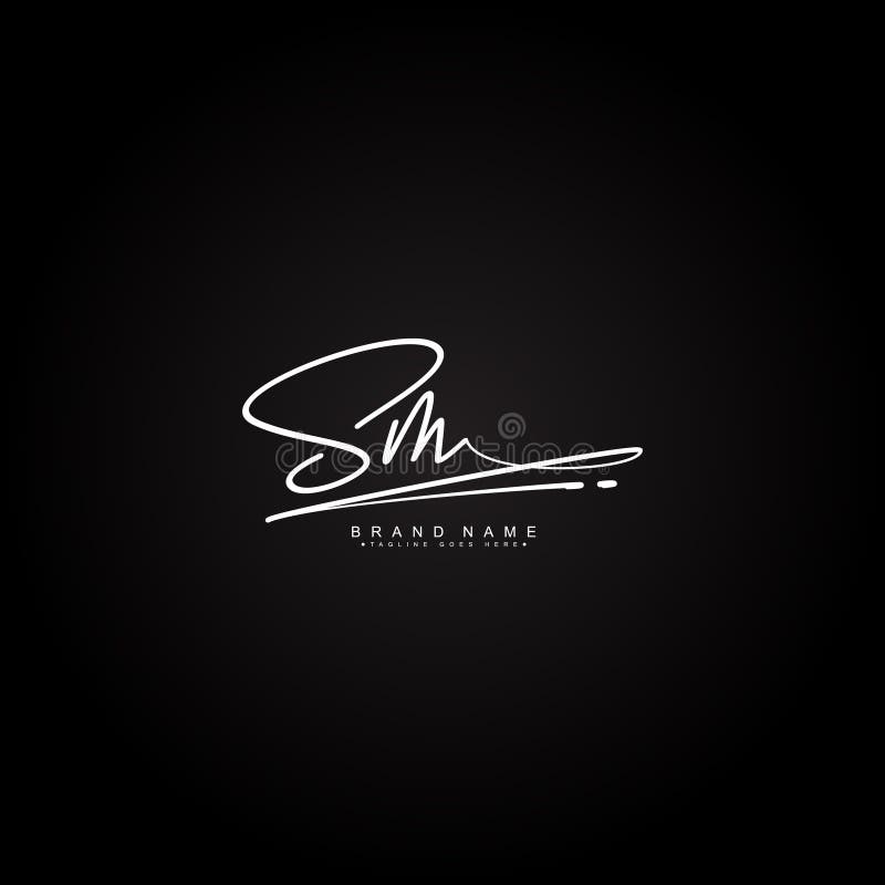 Initial Letter SM Logo, Hand Drawn Signature Logo Stock Vector ...