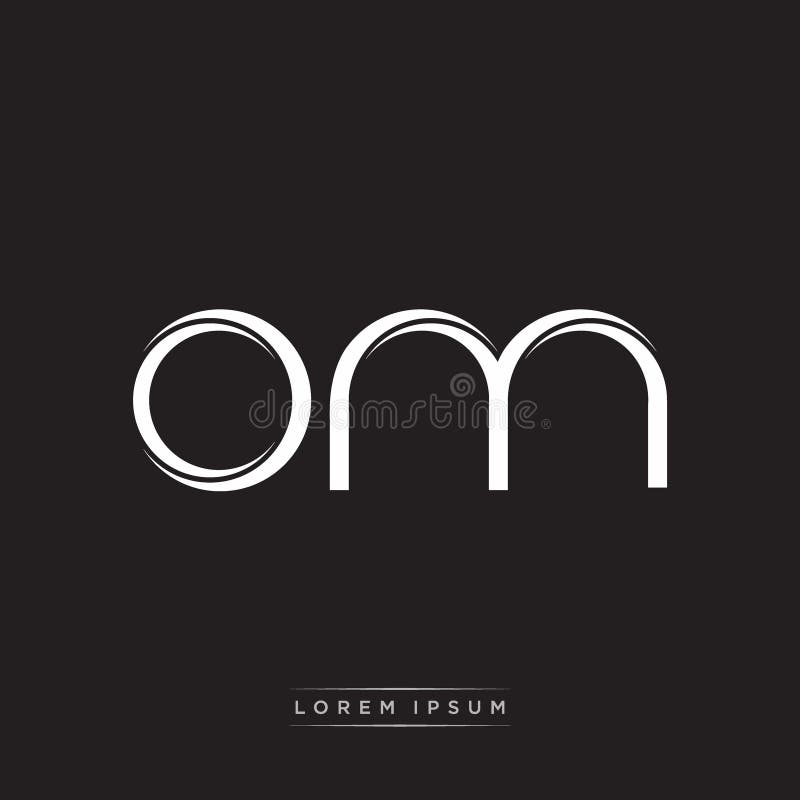 OM Initial Letter Split Lowercase Logo Modern Monogram Template Isolated on Black White Stock ...