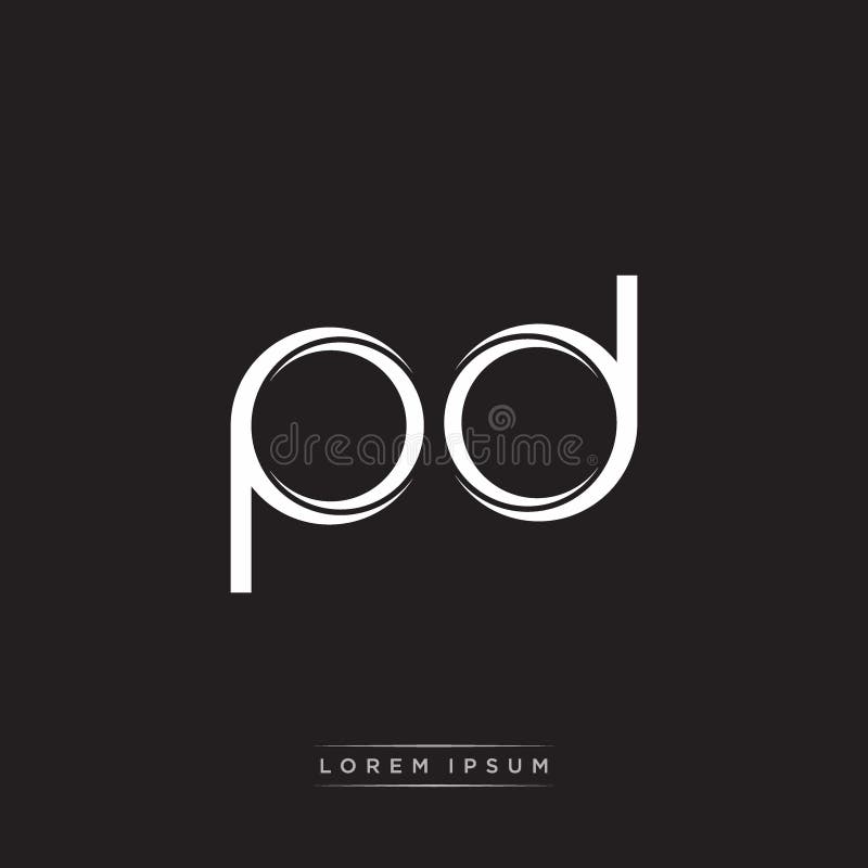 PD Initial Letter Split Lowercase Logo Modern Monogram Template Isolated on Black White Stock ...