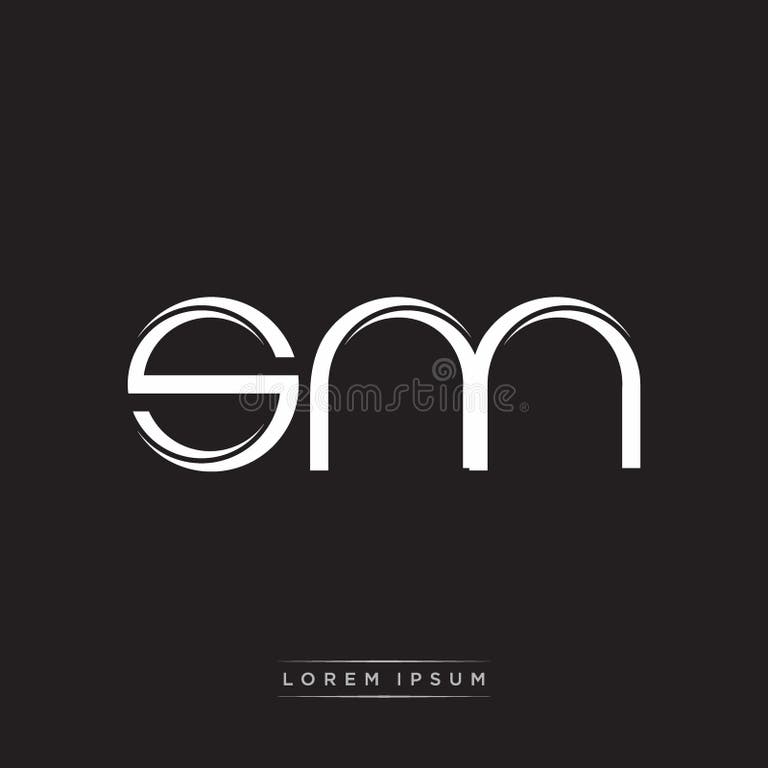 SM Initial Letter Split Lowercase Logo Modern Monogram Template Isolated on Black White Stock ...