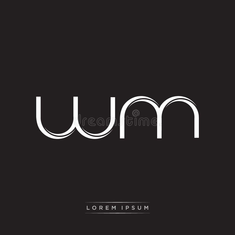 WM Initial Letter Split Lowercase Logo Modern Monogram Template Isolated on Black White Stock ...