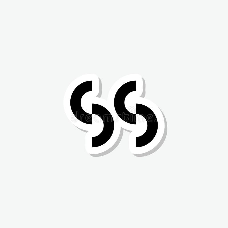 Initial Letter SS Logo Sticker Isolated on Gray Background Stock Vector ...