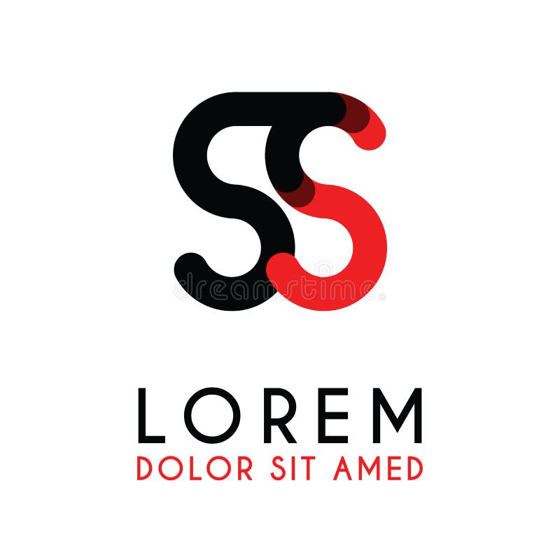 Initial Letter SS with Red Black and Has Rounded Corners Stock Vector ...